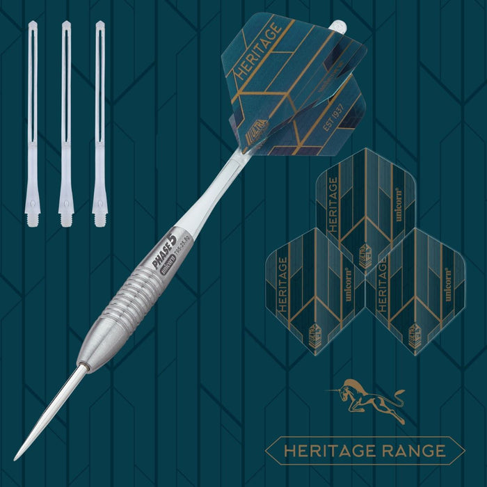 Unicorn Darts Heritage Phase 5 95% Tungsten 26g Steel Tip Premium Dart ...