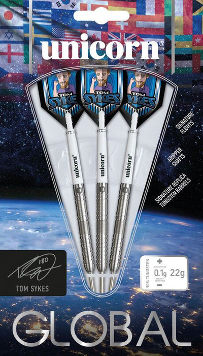 Unicorn Darts Tom Sykes 90% Tungsten 22g Steel Tip Professional Dart S ...